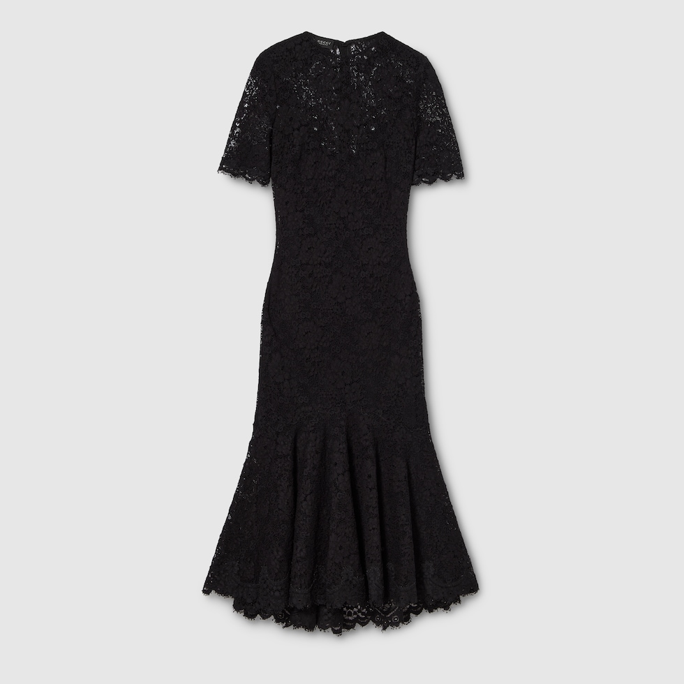 GG flower stretch lace dress in black | GUCCI® NZ