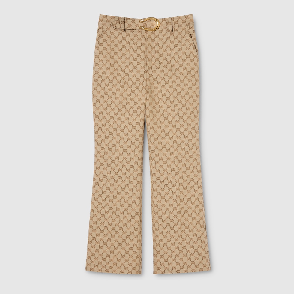 GG cotton canvas fabric pants in sand | GUCCI® AU