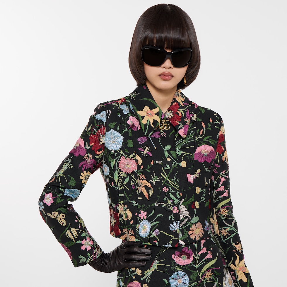 Chaqueta en brocado de seda Gucci Flora en multicolor | GUCCI® MX