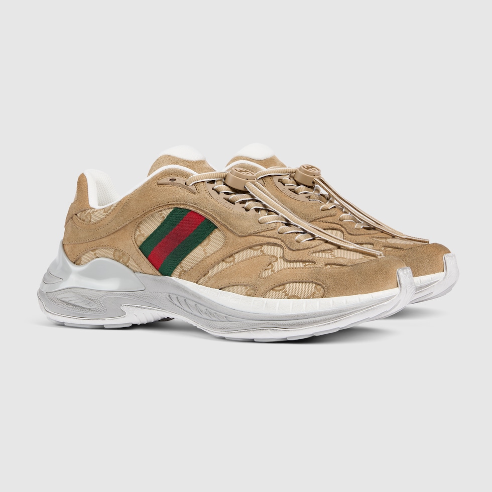 Men's Gucci 2.0 trainers in brown suede and GG canvas | GUCCI® SG