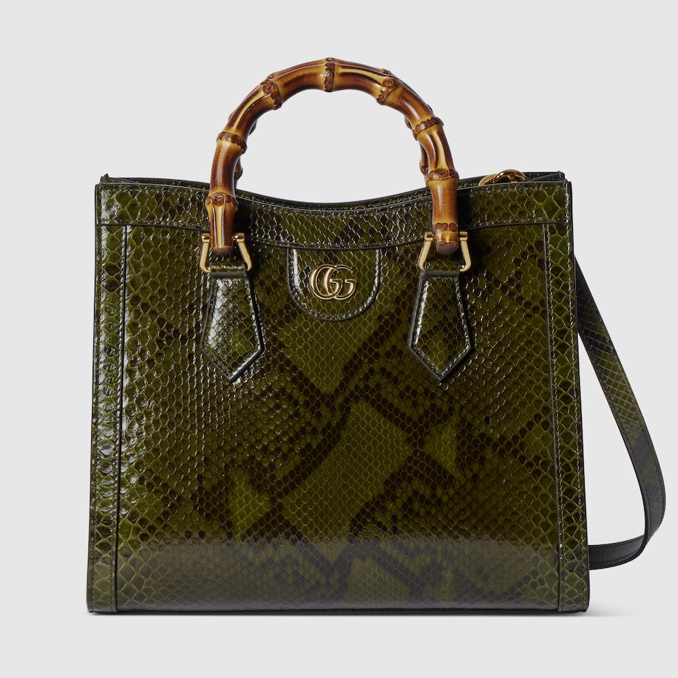 Bolso tote mediano de pitón Gucci Diana en verde bosque | GUCCI® ES