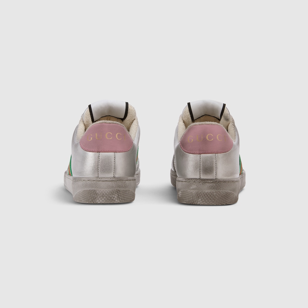 Screener Damensneaker mit Distressed-Effekt in silberfarbenes Metallic ...