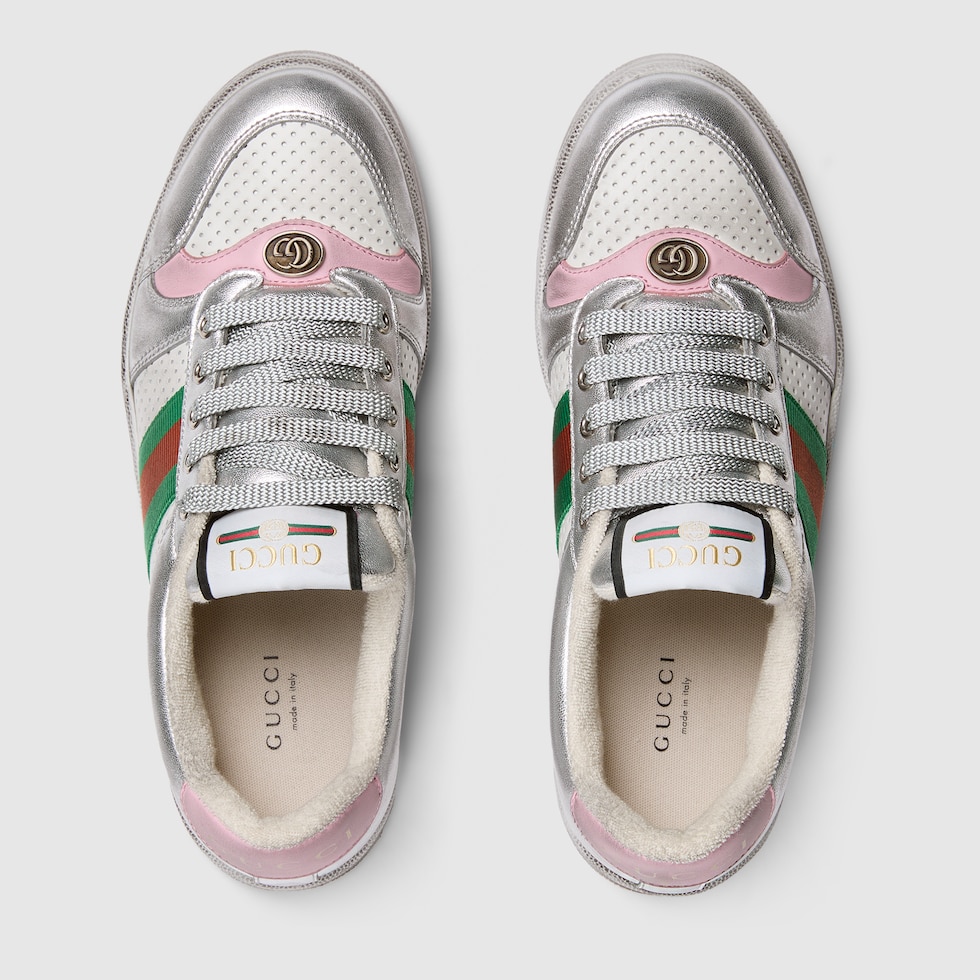 Screener Damensneaker mit Distressed-Effekt in silberfarbenes Metallic ...