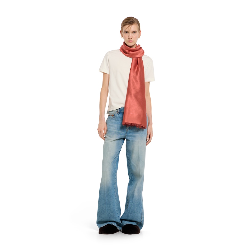 GG silk wool lamé shawl in orange | GUCCI® SG