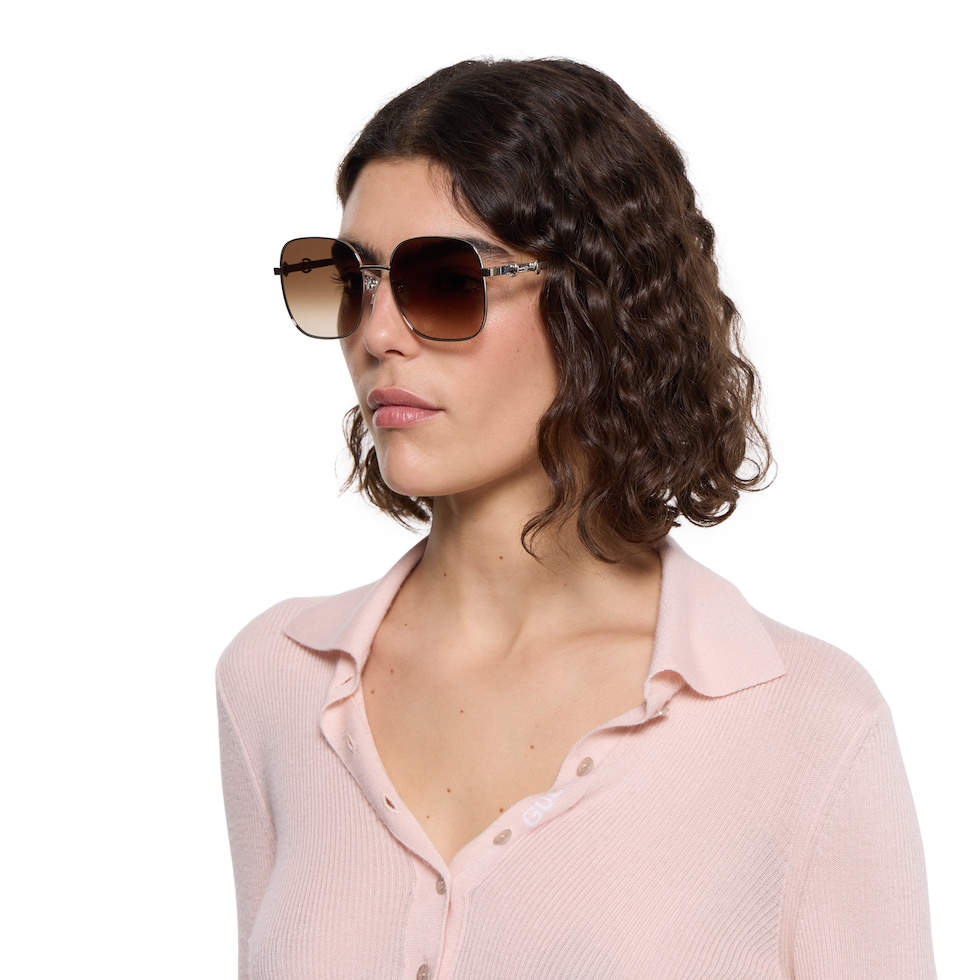 Square frame sunglasses in silver | GUCCI® US