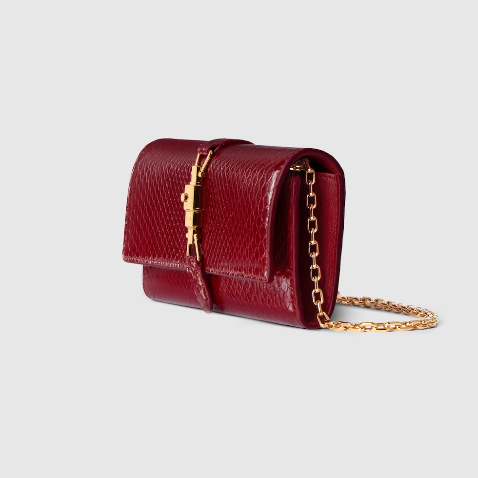 Cartera Gucci Jackie de pitón con cadena en rojo oscuro | GUCCI® ES