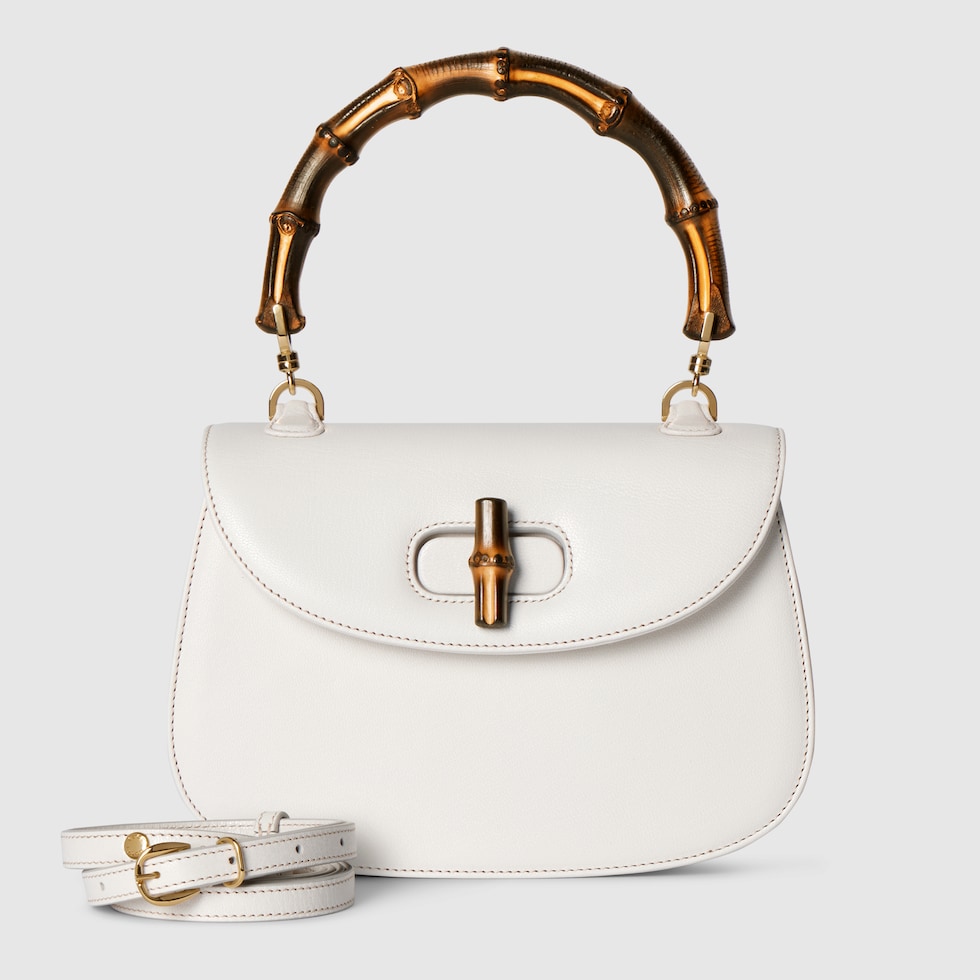 Gucci Bamboo 1947 small bag in white leather | GUCCI® CH