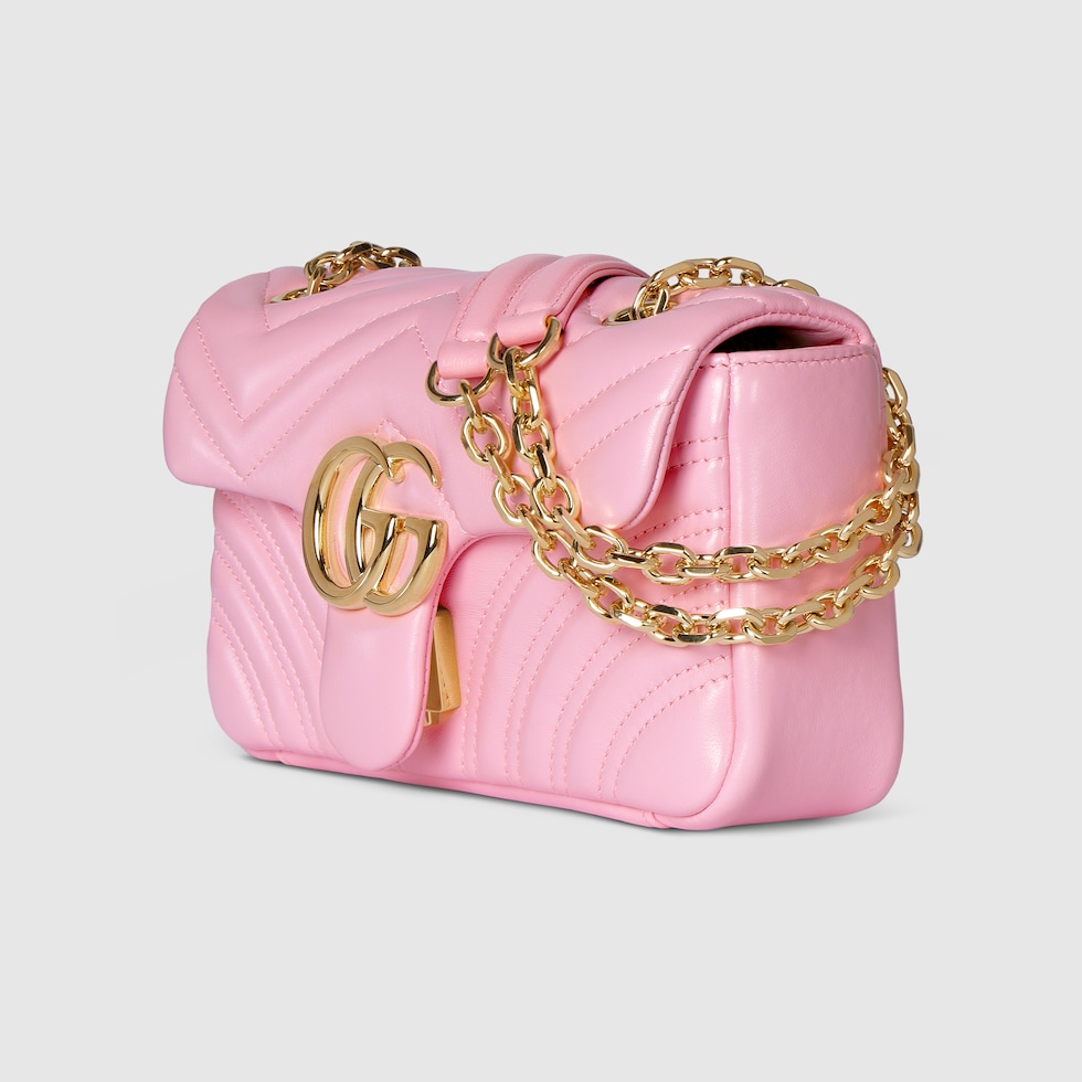 GG Marmont small shoulder bag in light pink leather | GUCCI® NZ