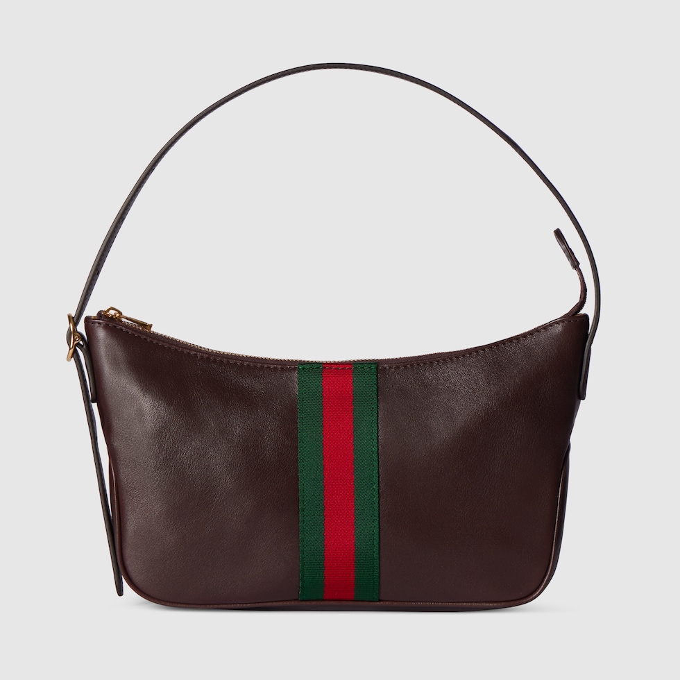 Lunetta small crossbody bag in dark brown leather | GUCCI® AE