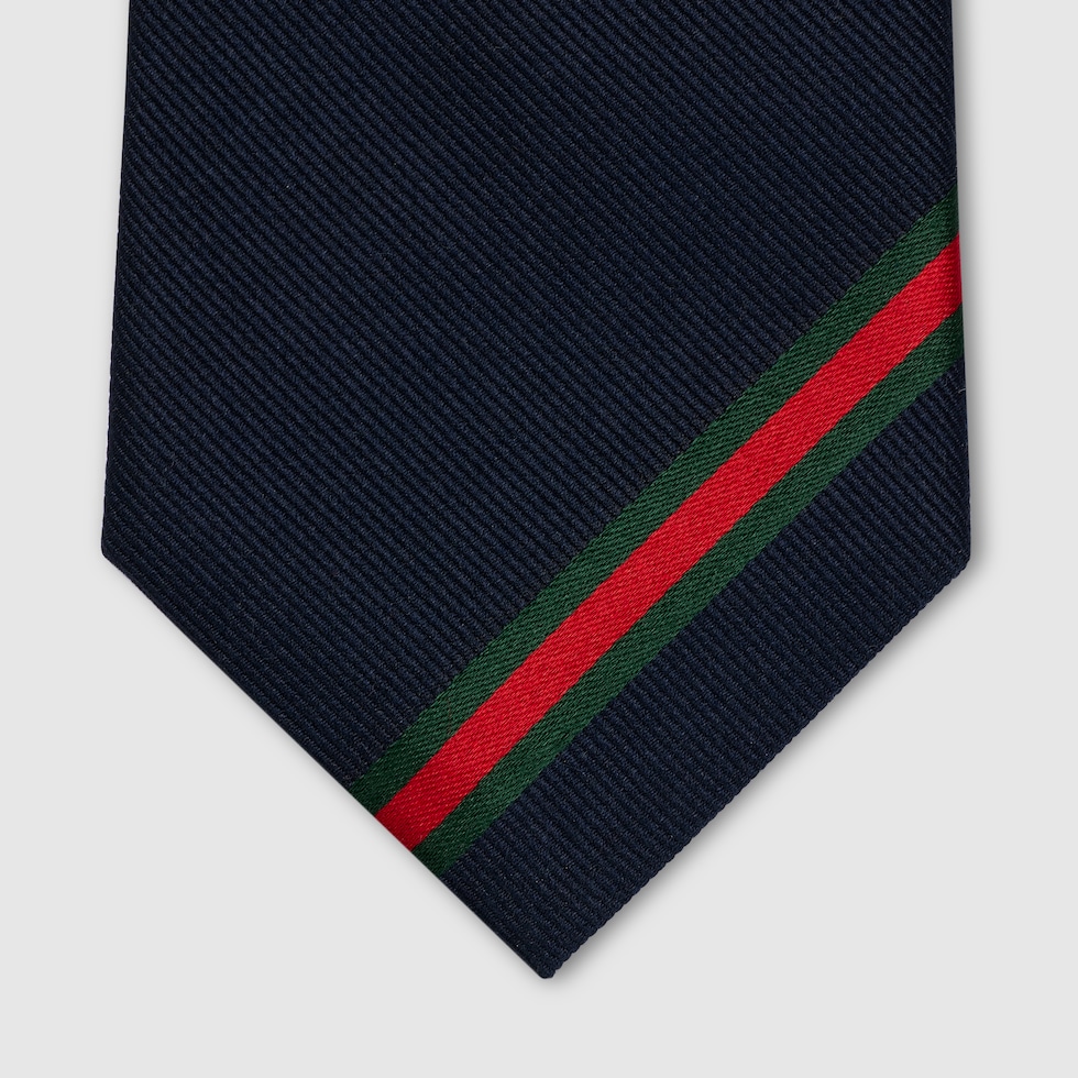 Web silk jacquard tie in blue | GUCCI® PT
