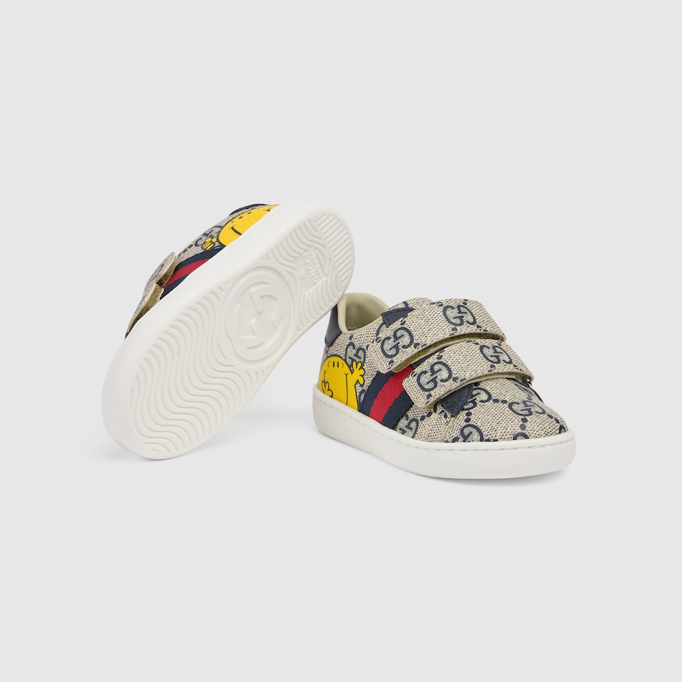 Toddler Gucci Ace sneakers in beige and blue GG Supreme | GUCCI® US