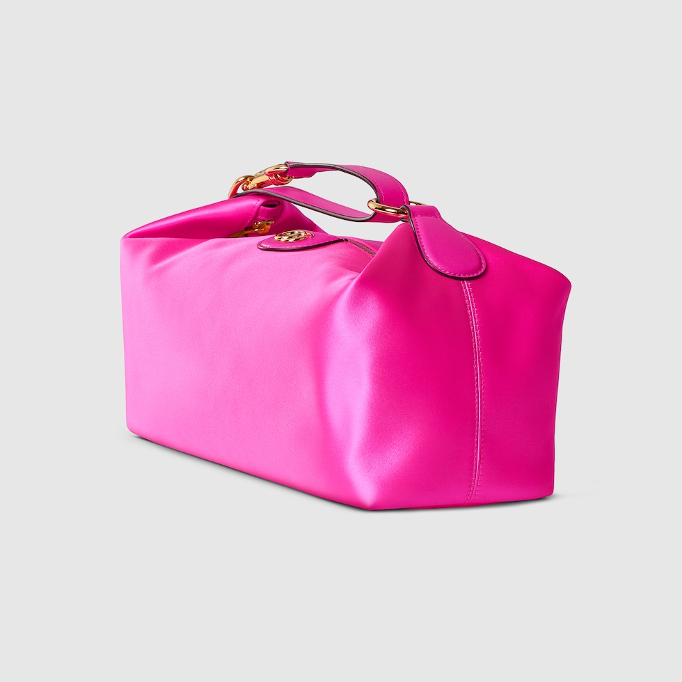 Gucci Vanity medium top handle bag in fuchsia silk satin | GUCCI® US