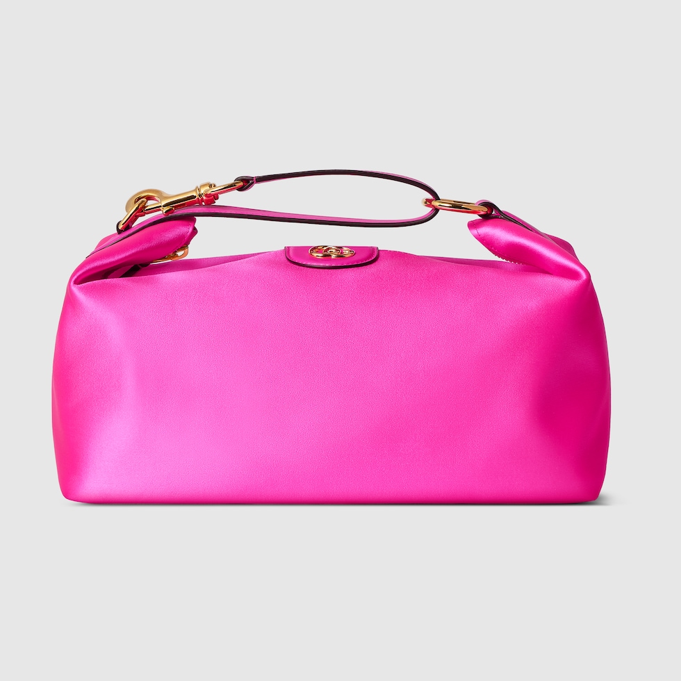 Gucci Vanity medium top handle bag in fuchsia silk satin | GUCCI® US