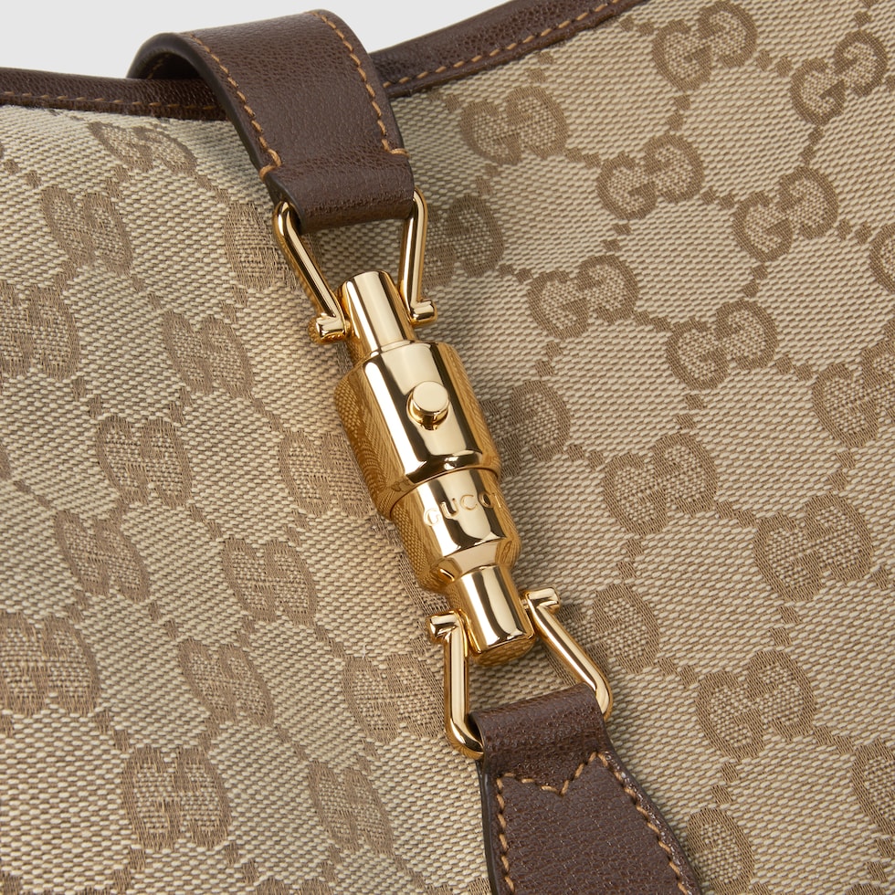 Gucci Jackie 1961 large crossbody bag in sand and brown GG canvas ...