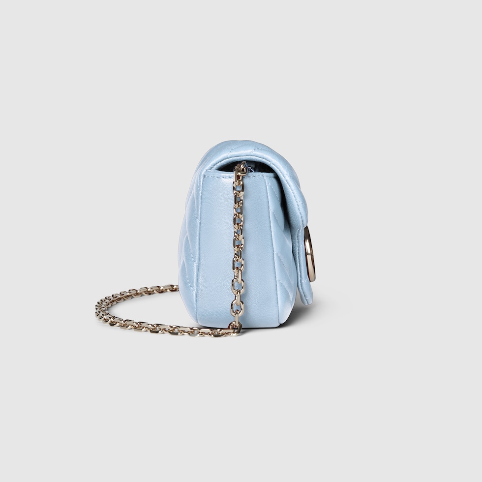 GG Marmont mini shoulder bag in light blue leather | GUCCI® US