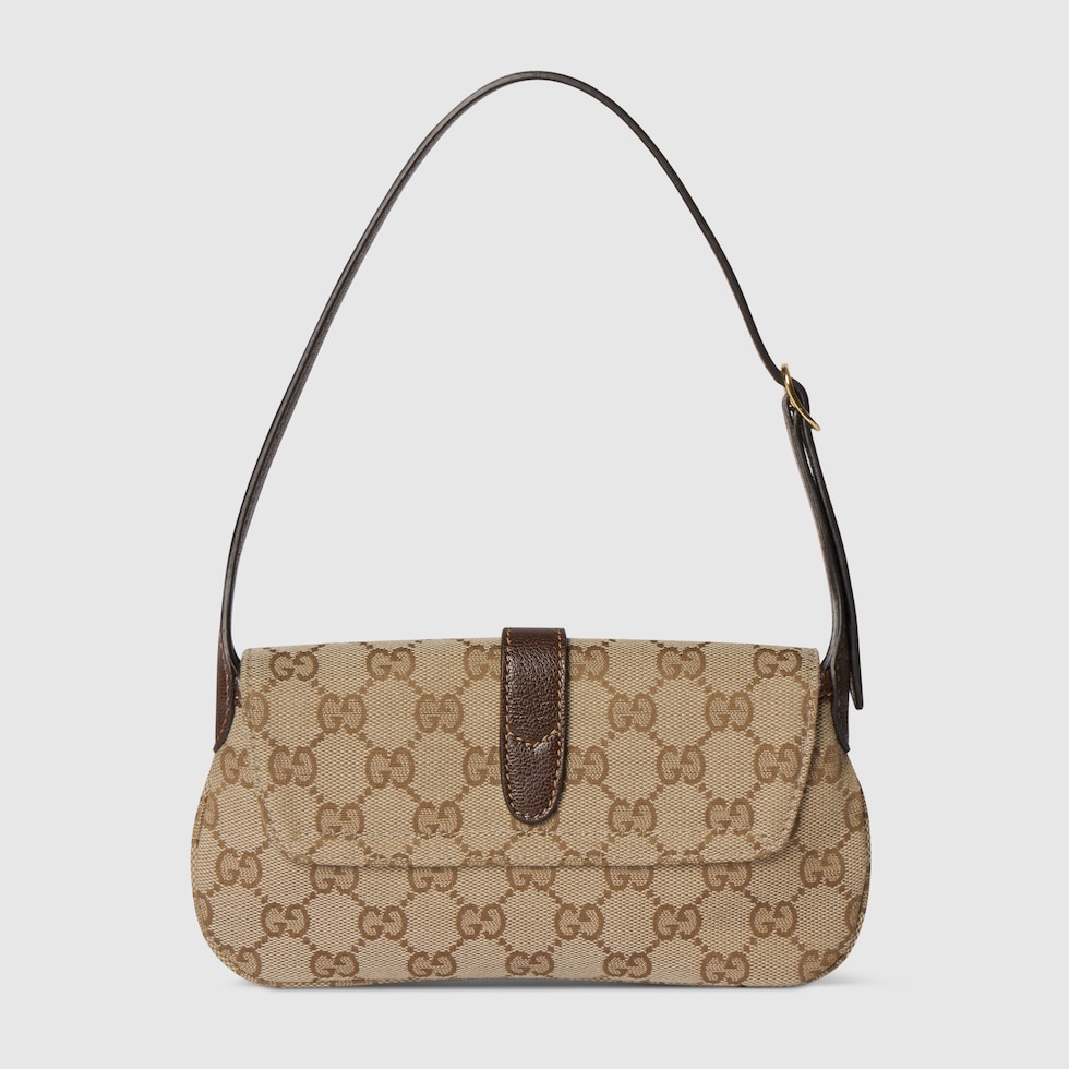 Gucci Jackie small shoulder bag in sand and brown GG canvas | GUCCI® US