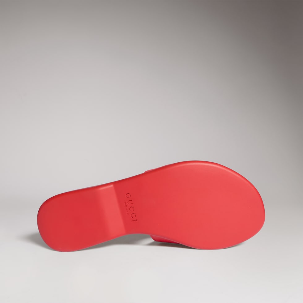 Women's slide sandal with Double G in red leather | GUCCI® US