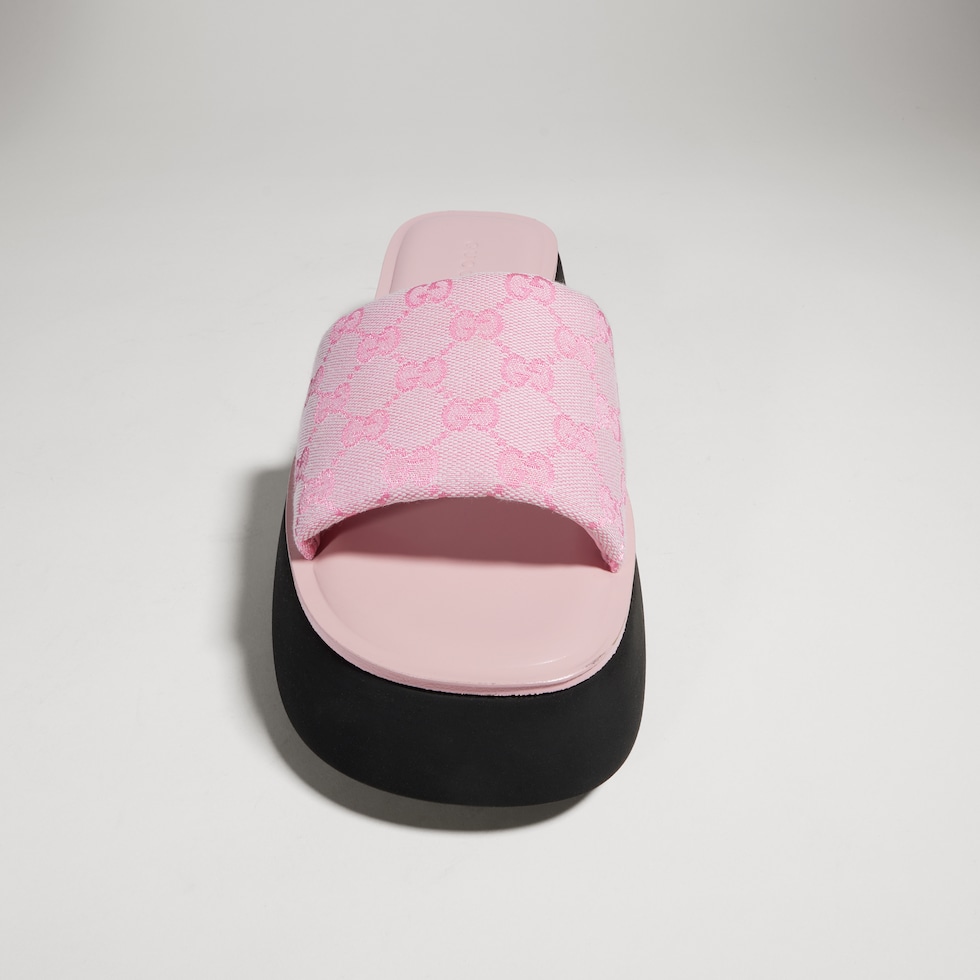 Women's flatform slide sandal in pink GG canvas | GUCCI® SE