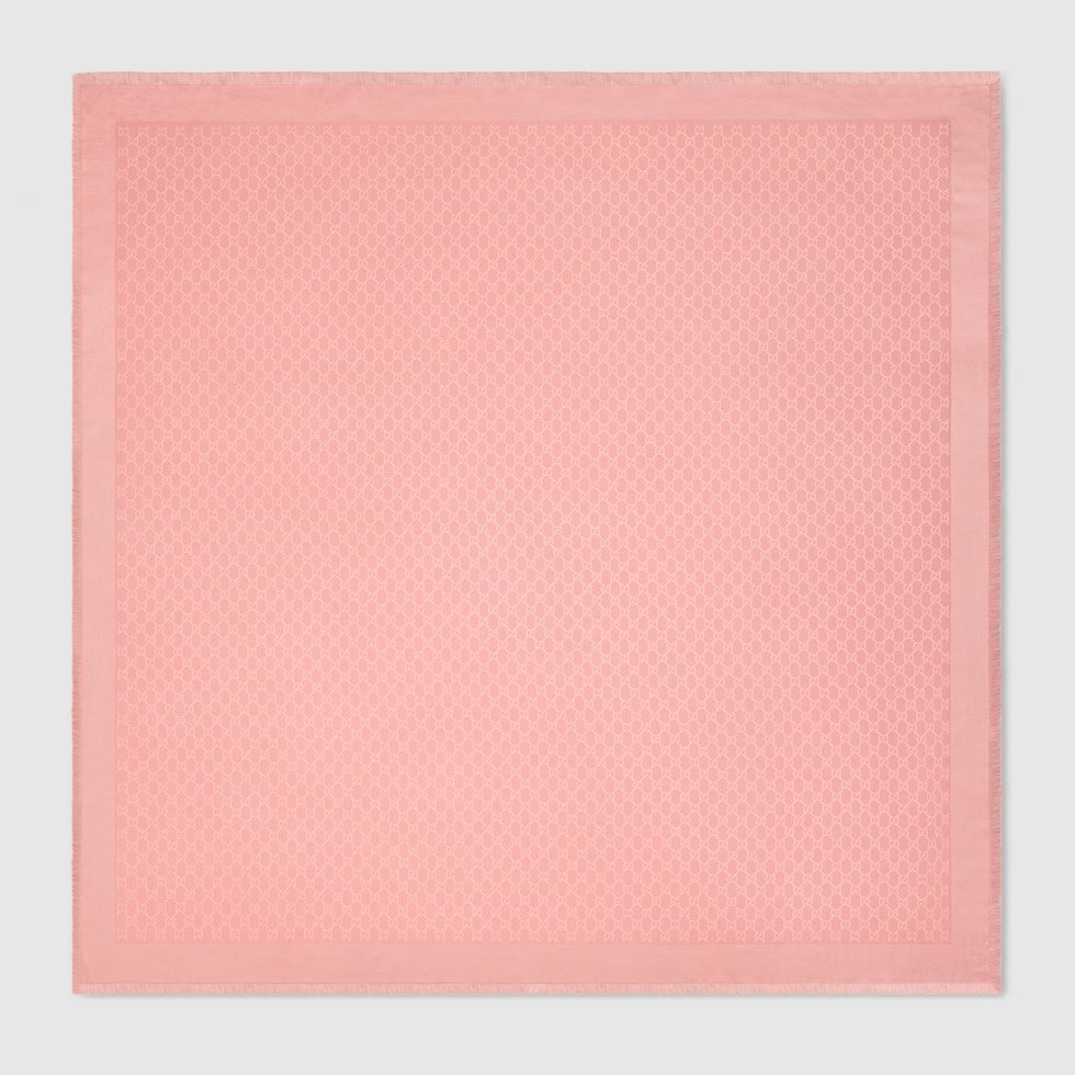 GG silk wool shawl in pink and white | GUCCI® SG
