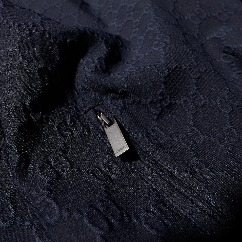 GG jersey jacquard zip sweatshirt in dark blue | GUCCI® ZA