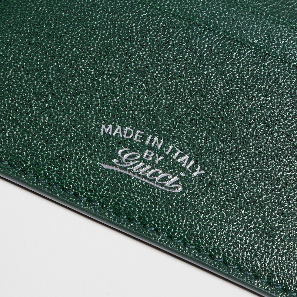 Lira card case in dark green leather | GUCCI® ZA