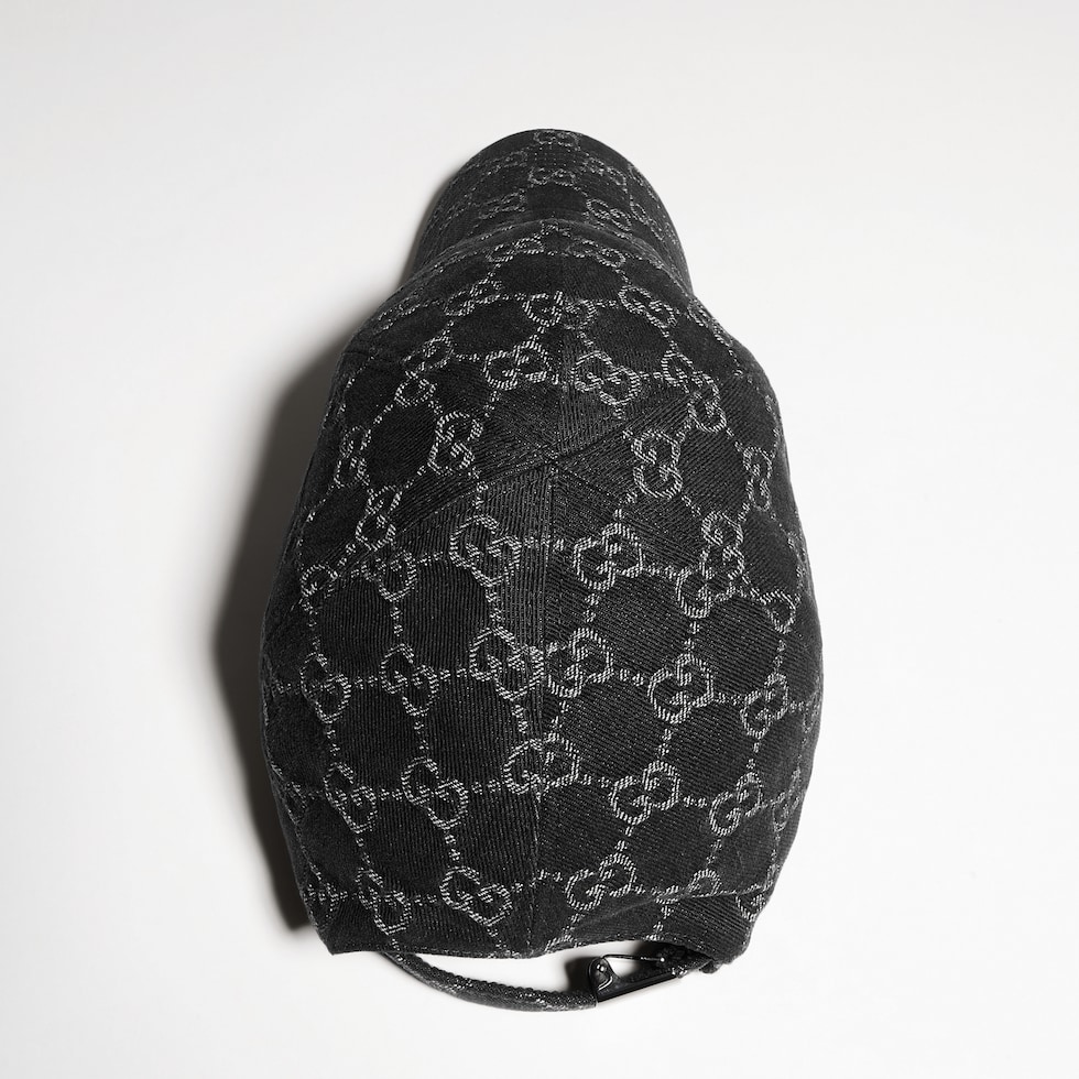 Casquette de baseball en denim de coton GG en toile GG d'origine noire ...