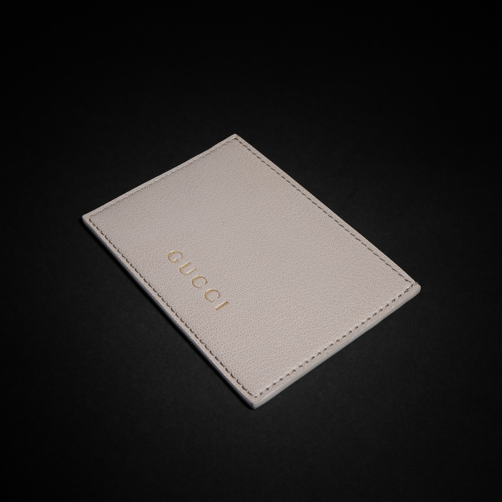 Card case with Gucci lettering in grey leather | GUCCI® UK