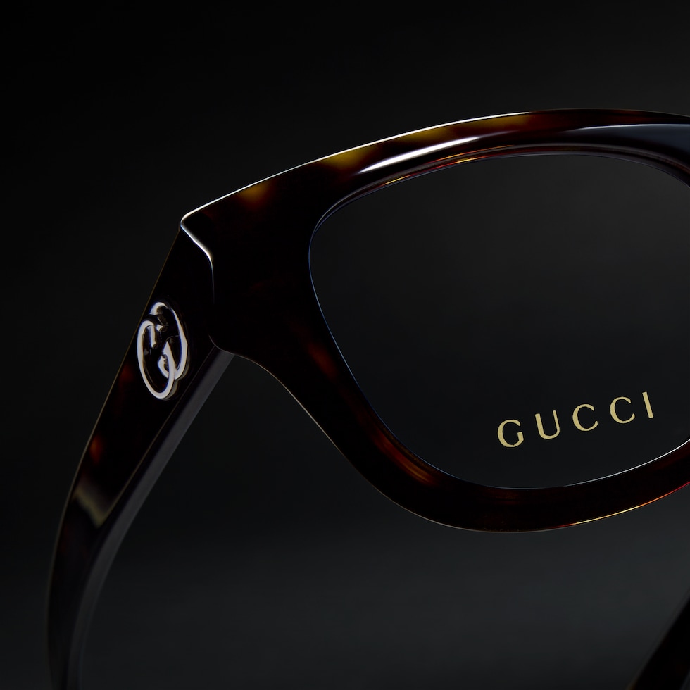 Geometrisches Brillengestell in braune Schildpatt-Optik | GUCCI® DE