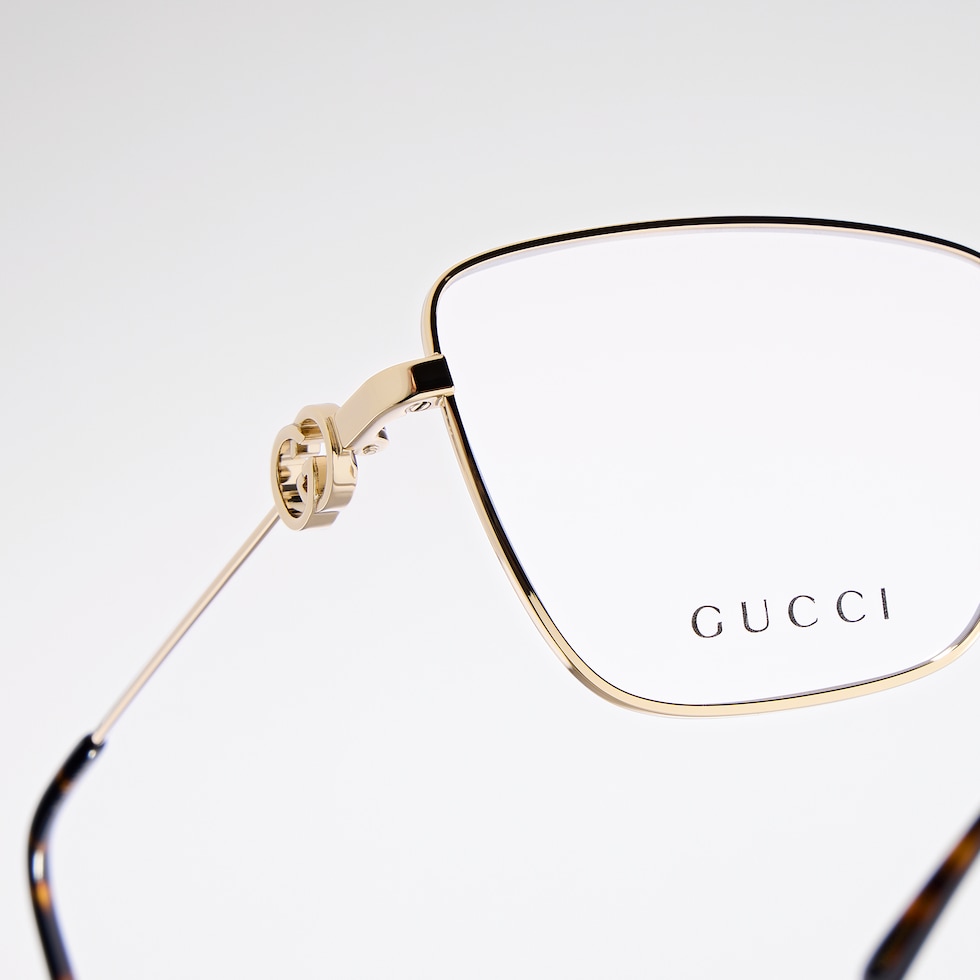 Square optical frame in gold-toned | GUCCI® ZA