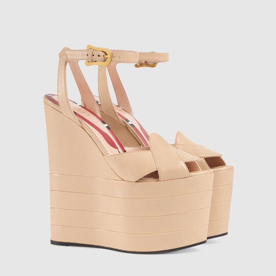 Gucci Women - Leather platform sandal - 443339BKO009715