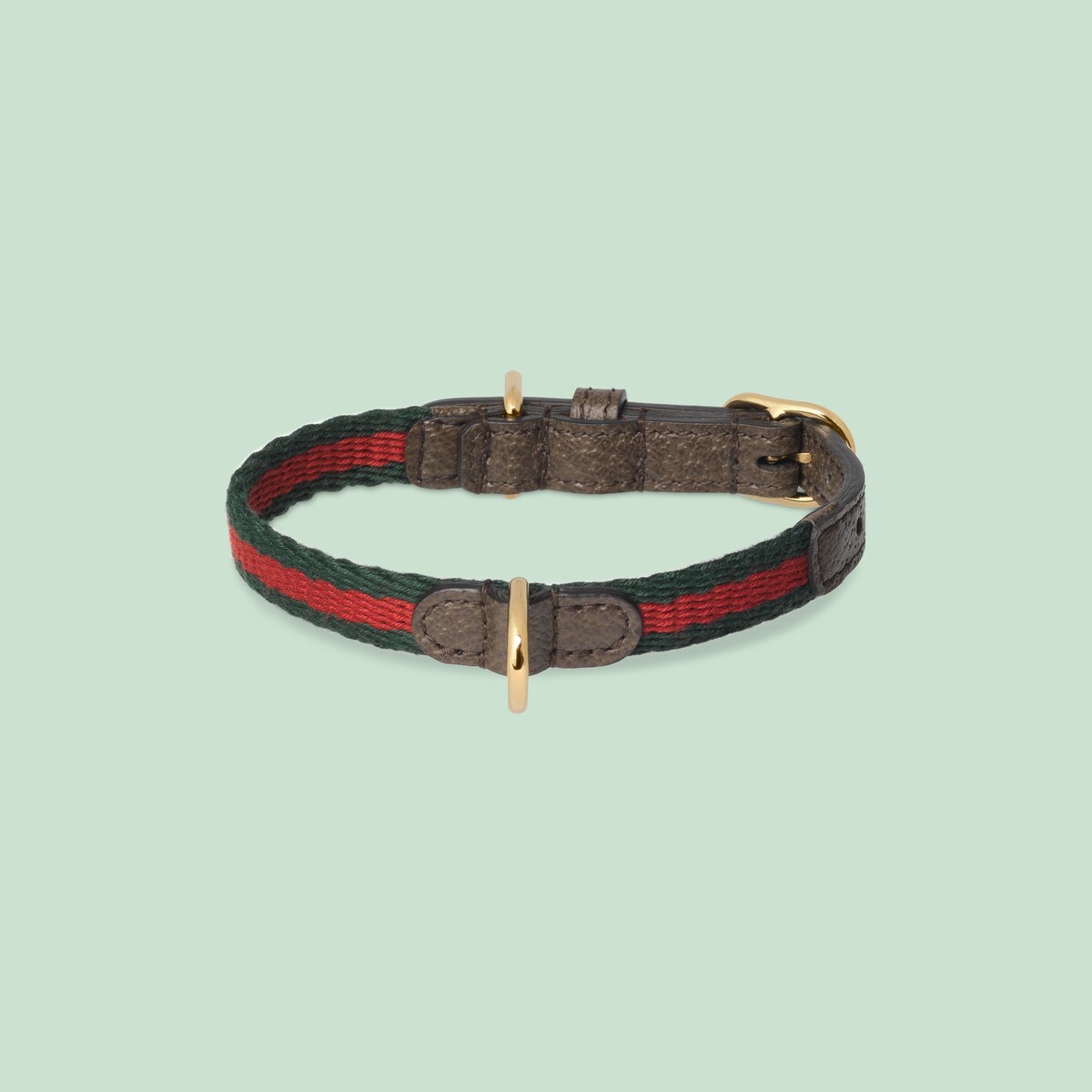 Extra-small pet collar in green and red fabric | GUCCI® US