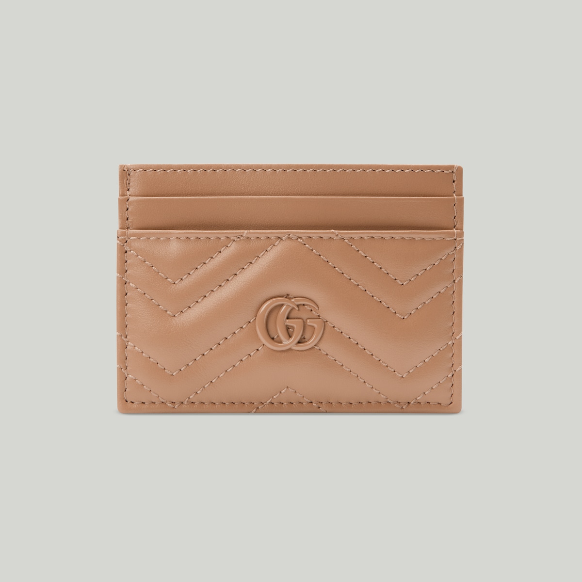 GG Marmont matelassé card case in rose beige leather | GUCCI® SE