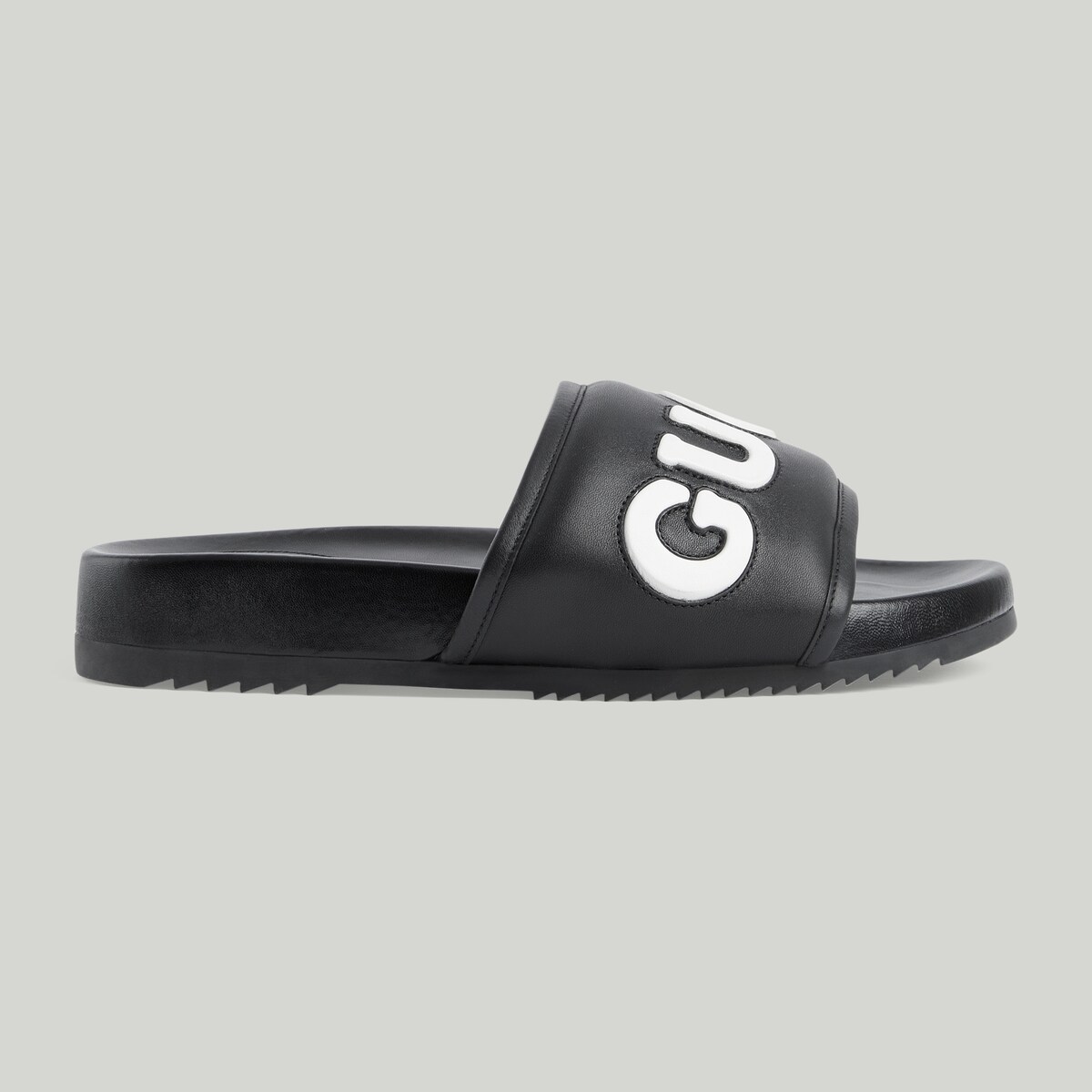 Men's Gucci slide sandal in black leather | GUCCI® SG