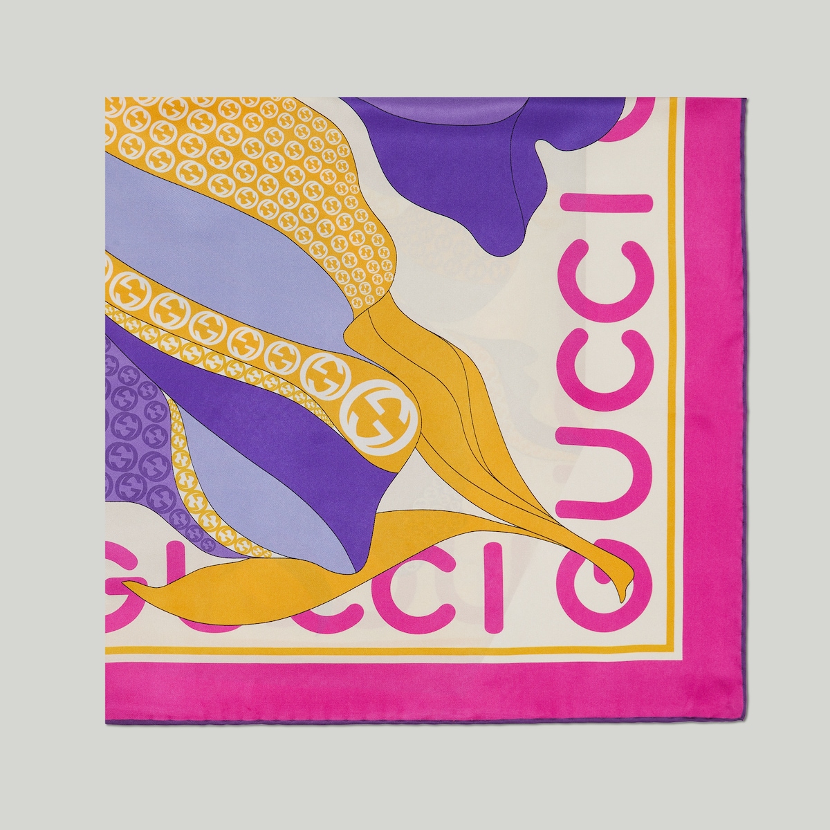 Gucci maxi flower print silk scarf in pink, ivory and multicolour ...