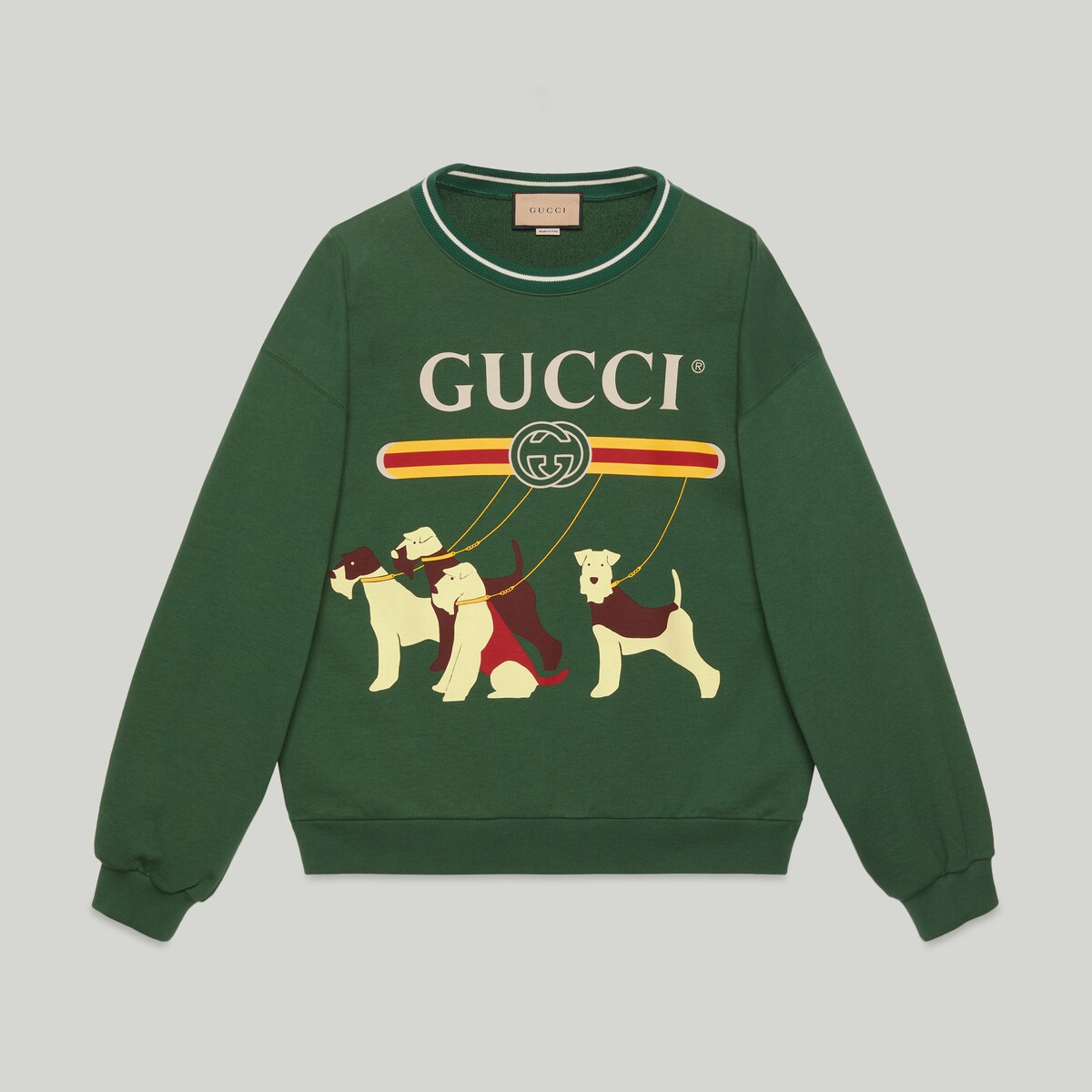 Sudadera de punto de algodón en verde | GUCCI® ES