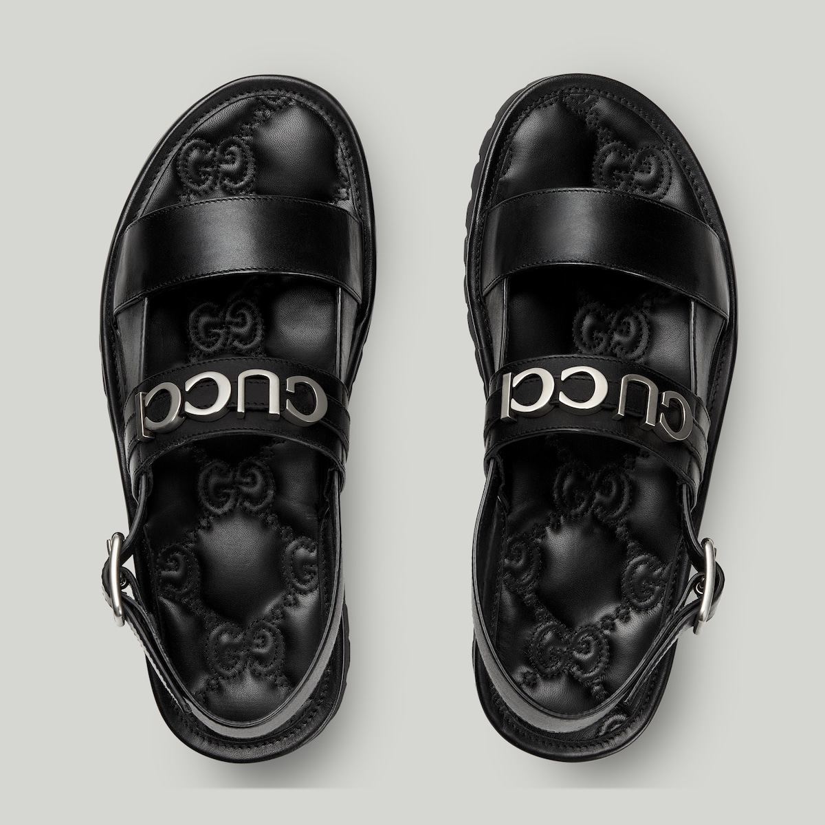 Men's Gucci sandal in black leather | GUCCI® Canada