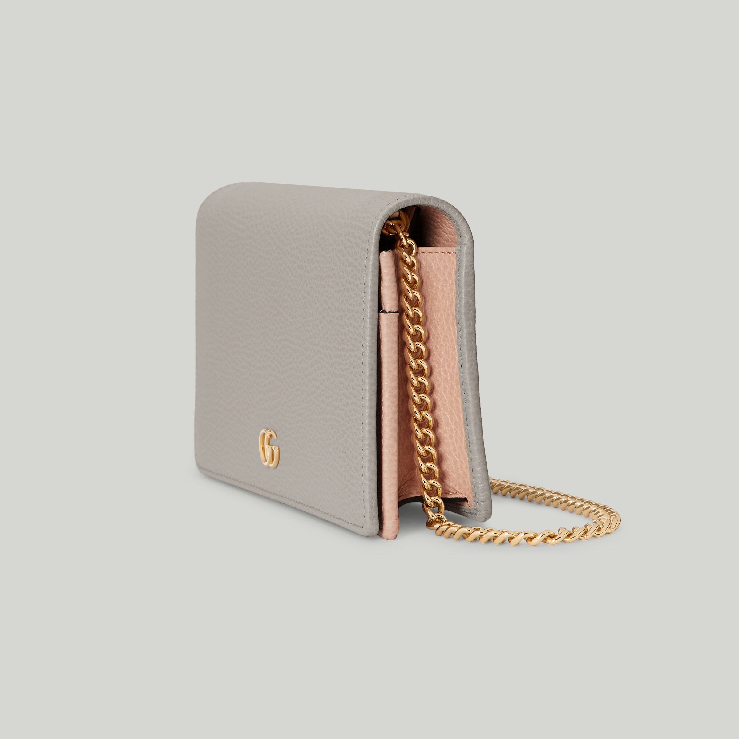 GG Marmont Mini-Tasche mit Kettenriemen in hellgraues Leder | GUCCI® AT
