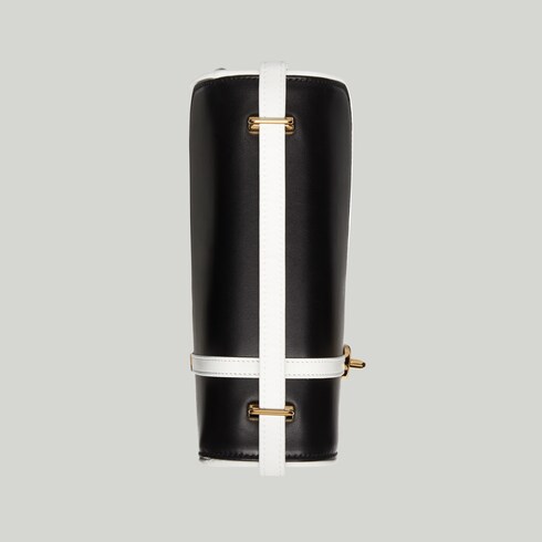 Equestrian inspired shoulder bag in White Black Leather | GUCCI® SI