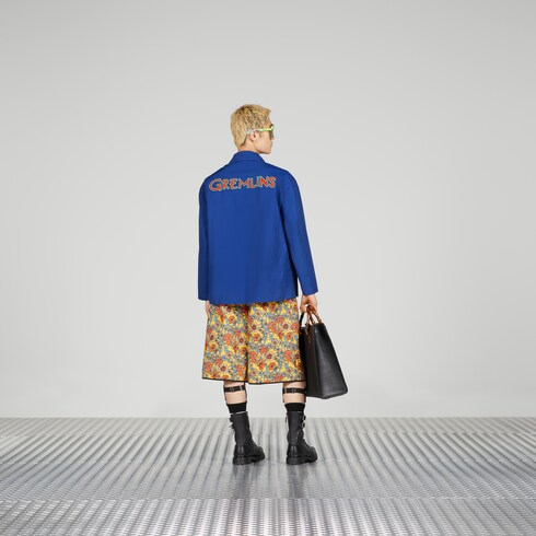 Nylon jacket with 'Gremlins' patch in blue | GUCCI® HU