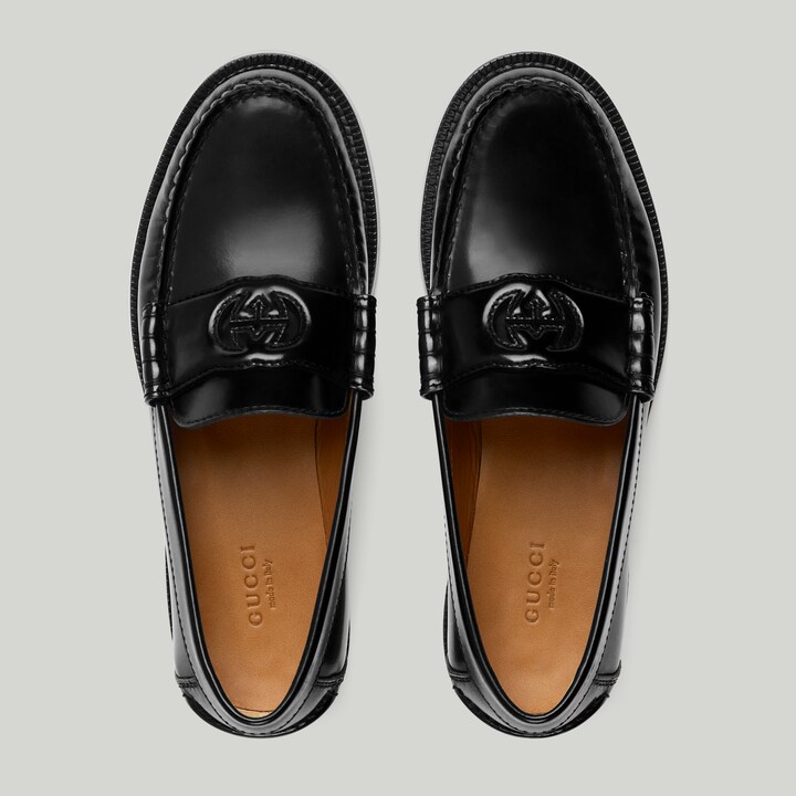 Women's Interlocking G loafer in black leather | GUCCI® SE