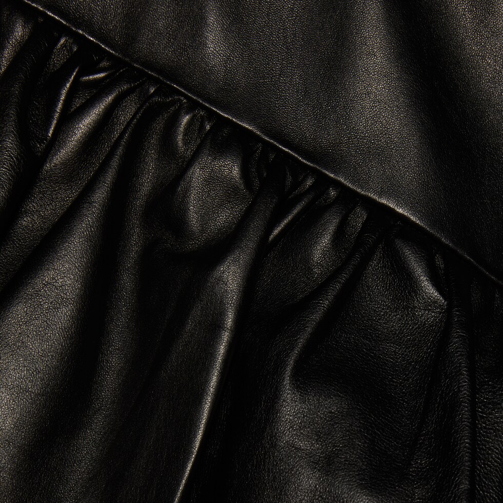 Leather ruffle skirt in black | GUCCI® SG