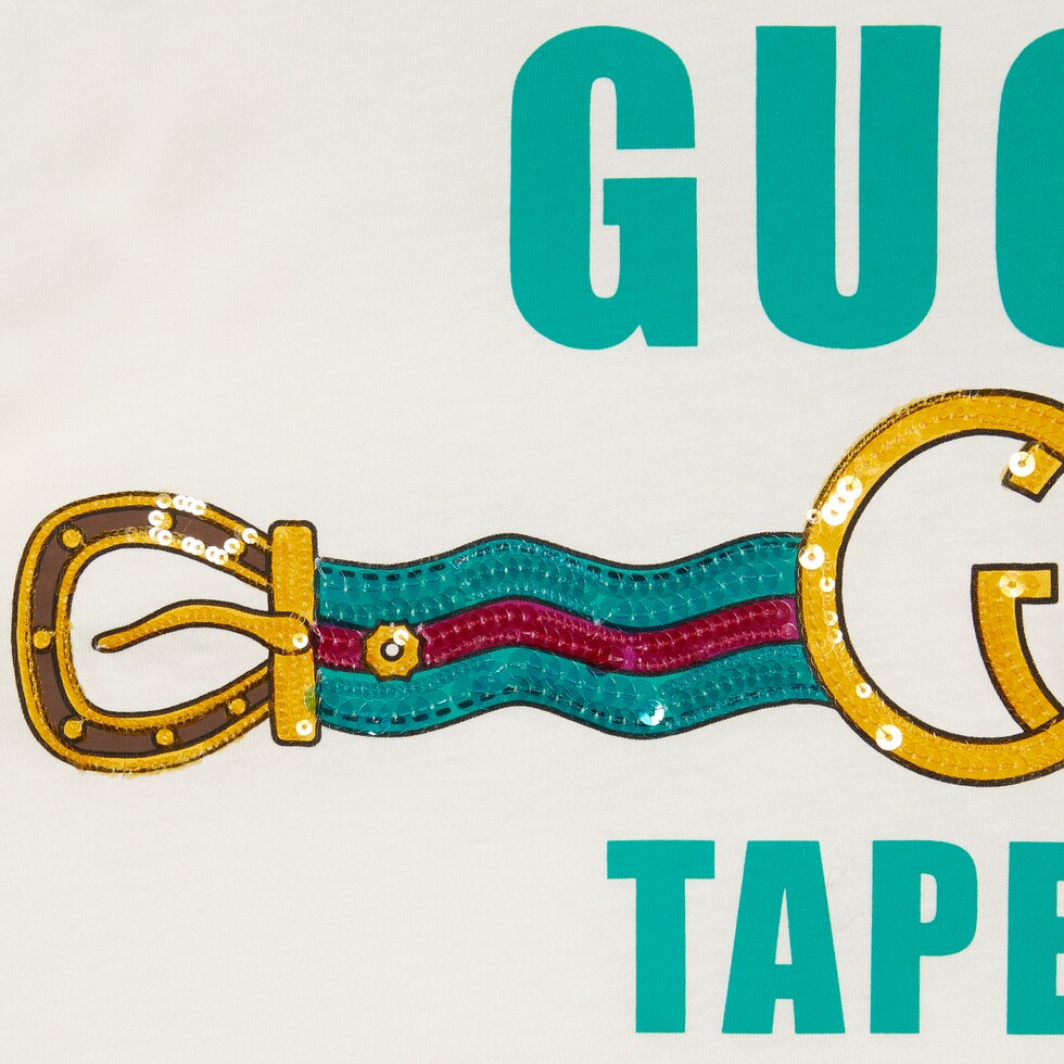 Gucci“Tape Me”印花棉质T恤 in白色 | GUCCI® GR