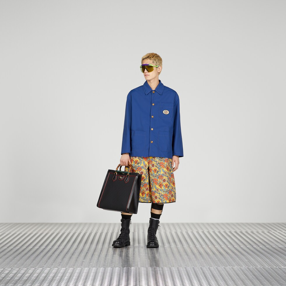 Nylon jacket with 'Gremlins' patch in blue | GUCCI® SE
