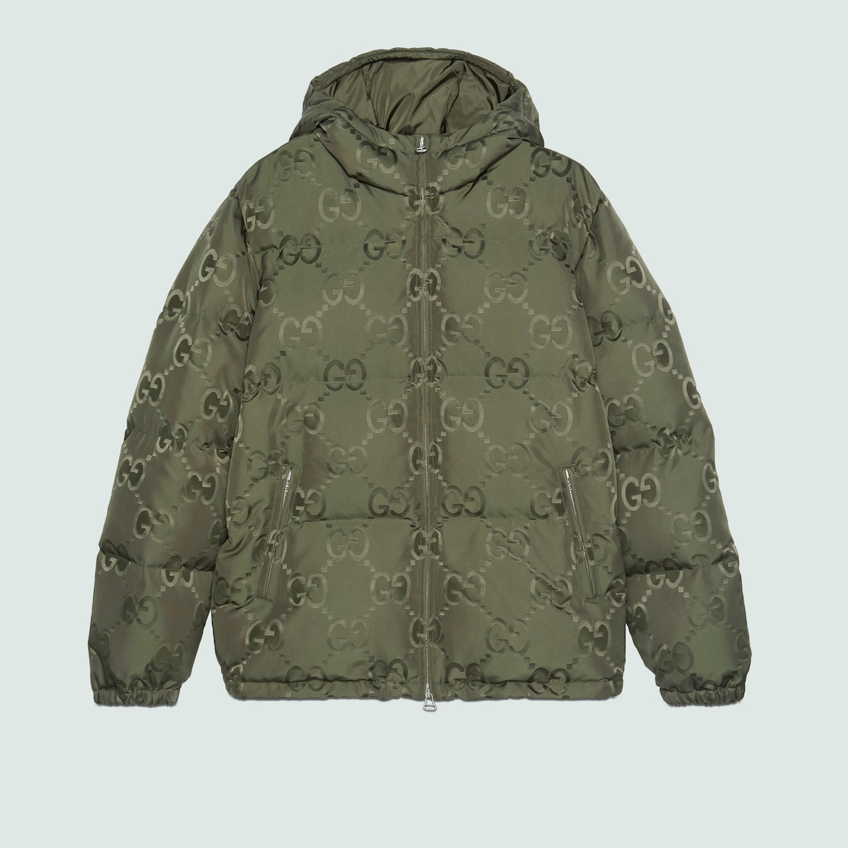 Veste garnie de duvet en toile GG jumbo en vert | GUCCI® FR