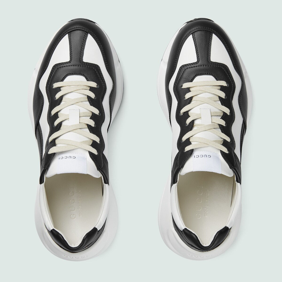 Men's Rhyton sneaker in black and white leather | GUCCI® NZ
