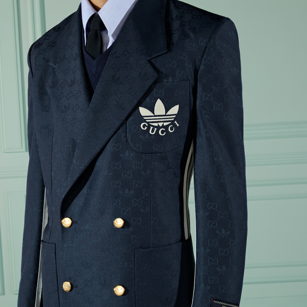 Giacca elegante in poliestere adidas x Gucci in blu scuro | GUCCI® Italia