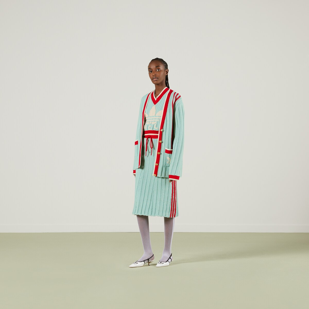 adidas x Gucci rib stitch sleeveless top in light turquoise | GUCCI® FI