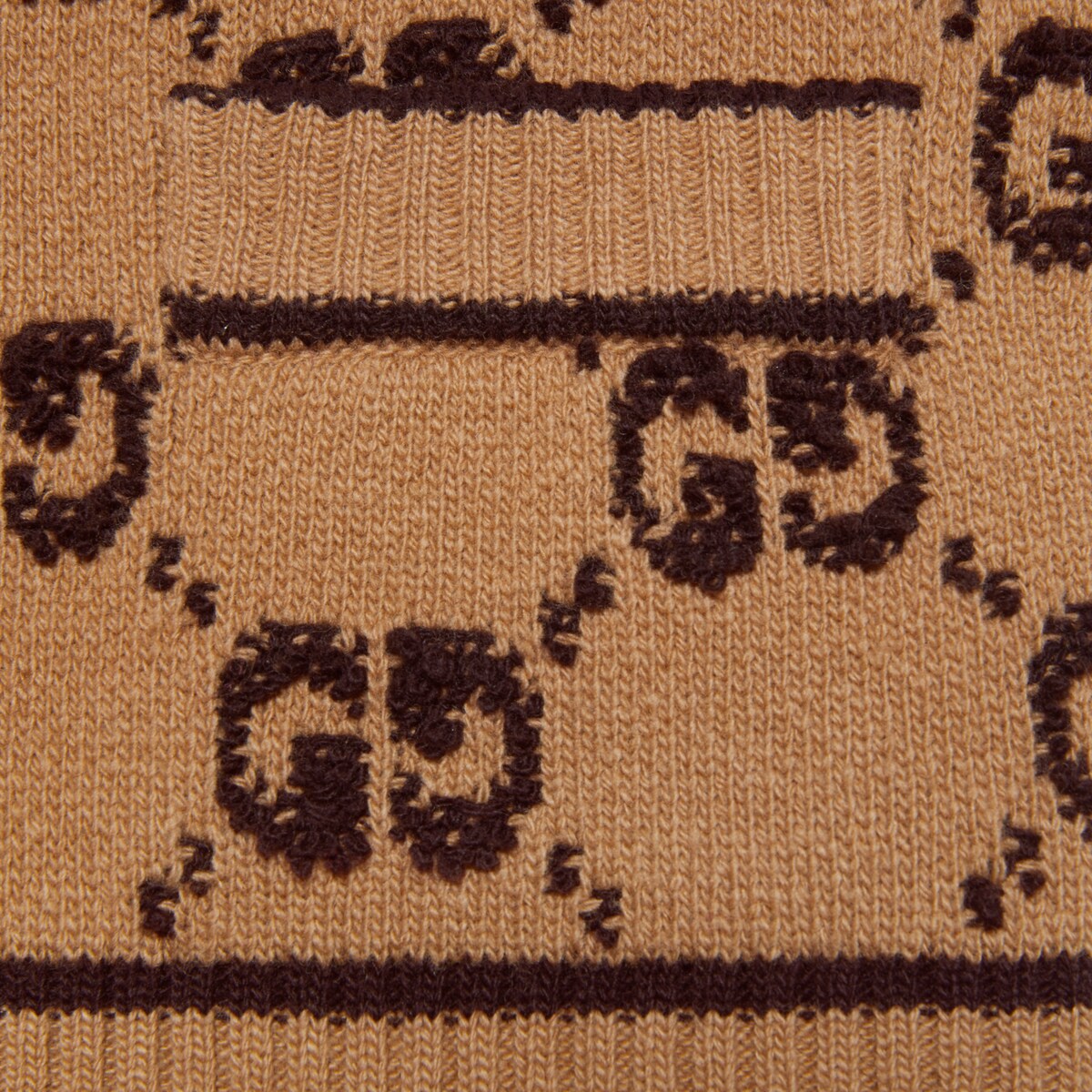 GG wool bouclé jacquard cardigan in camel and brown | GUCCI® US