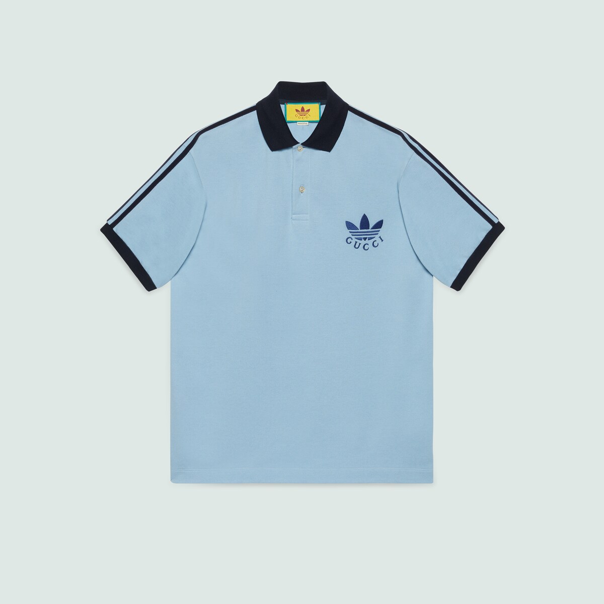adidas x Gucci cotton piquet polo shirt inlight blue | GUCCI® AE