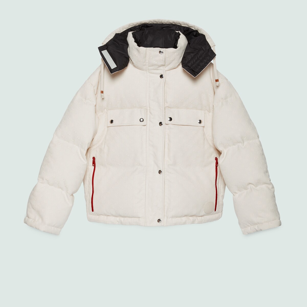 GG cotton canvas puffer jacket in off white | GUCCI® US